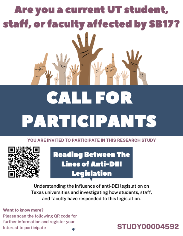 Call for participation in a research study on effects of anti-DEI SB17 ...